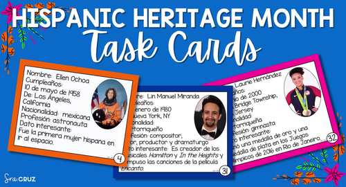 Hispanic Heritage Month Activities Hispanic Americans Task Cards + DIGITAL
