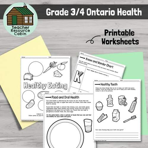 Grade 3/4 Ontario Health Workbooks by Teacher Resource Cabin | TPT