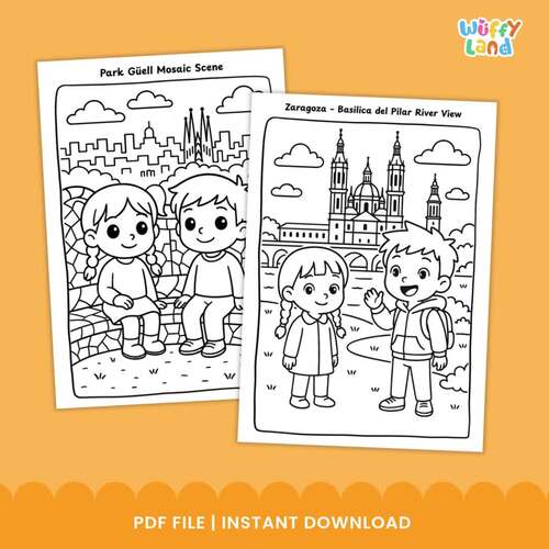 Spain Coloring Pages | Spanish Landmarks & Geography Worksheets Europe ...