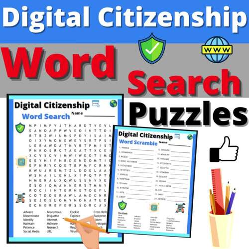 Digital Footprint Citizenship Word Search Puzzles Vocabulary Internet ...