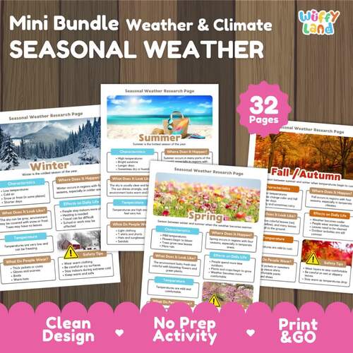 Four Seasons and Seasonal Weather Mini Bundle Earth Science Research ...