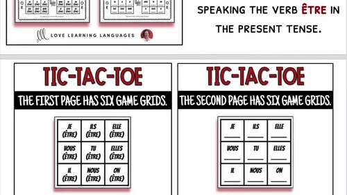 French Verbs TIC-TAC-TOE Conjugation Games - Present Tense - GROWING BUNDLE