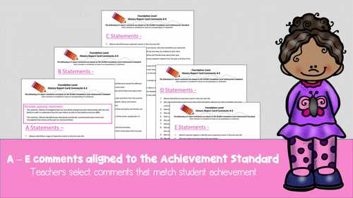 Australian Curriculum Foundation/ Prep History Report Card Comments