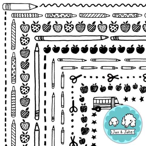 Back To School Clipart Page Borders - Rainbow Apple Crayon Doodle Clip Art
