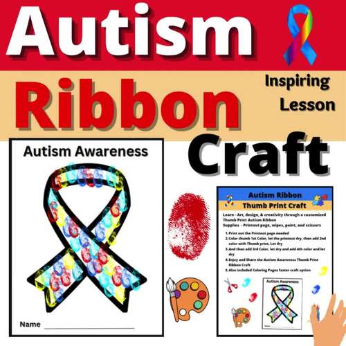 Autism Awareness Activity Craft Thumbprint Paint SEL Art Student Lesson