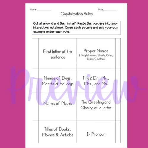 Capitalization Rules Graphic Organizers by Bilingual Teaching Made Easy