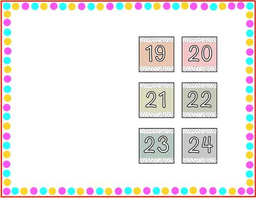 Printable Boho Neutral Spotty Calendar Number Labels, Number Labels 1 to 32