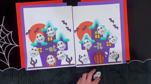 Spooky Word Family Match | Halloween CVC Word Sorting Literacy Center