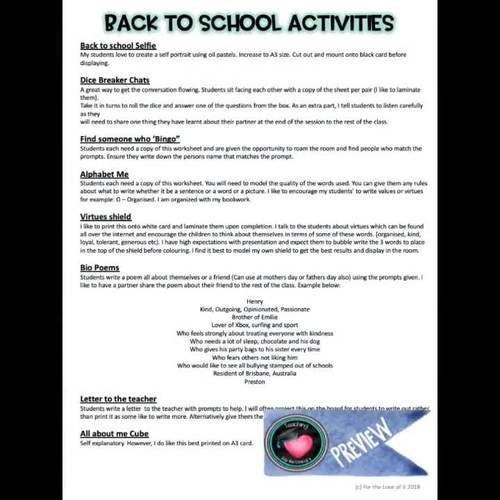 Back To School Ice breakers and getting to know you activities | TpT