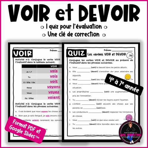 Les verbes VOIR et DEVOIR au présent de l'indicatif I Activités et quiz