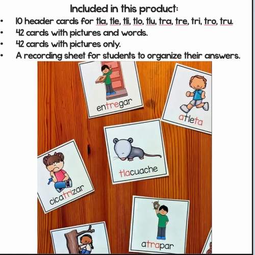 Sílabas Trabadas tl y tr | Bolsillos | Spanish Blends Pocket Chart