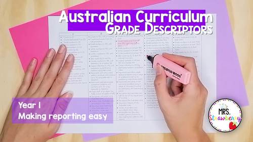 Year 1 ENGLISH AND MATHS Australian Curriculum Reporting Grade ...