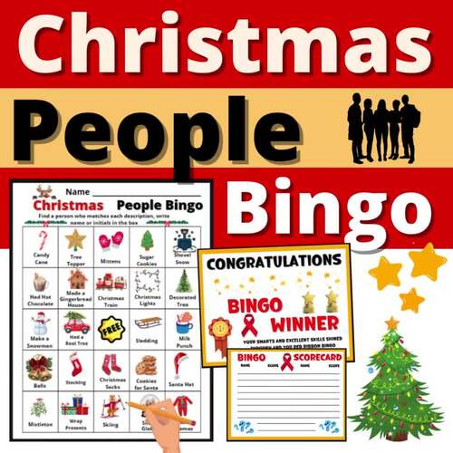 Christmas People Bingo Group Activity Holiday Resource No Prep | TPT