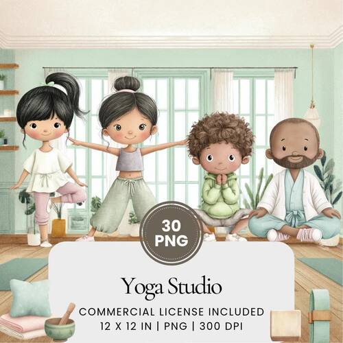 Yoga Studio Watercolor Clipart by Ikota Design | TPT