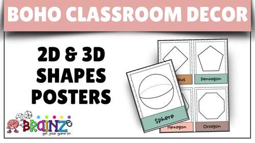 Boho Calm Classroom Decor Shapes Posters 2D & 3D by BRAINZe | TPT