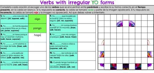 Verbs with irregular YO forms-Spanish digital/printable activity