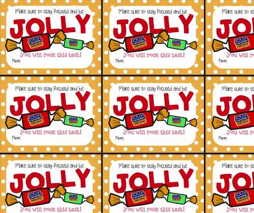 Cute Jolly Rancher Testing Treat Tag- Make sure to stay focused and be ...