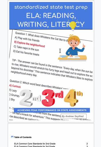 2nd-3rd-4th Grade STANDARDIZED STATE TEST PREP for ELA: Reading and Writing