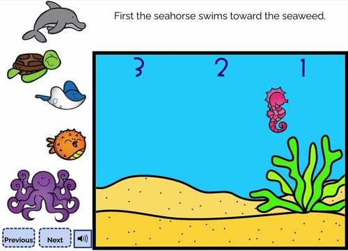 Ocean Animal Following Directions with First, Next & Last | TPT