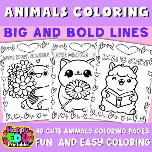 Valentine's Day Animal Coloring Pages | Cute Animals with Messages Coloring