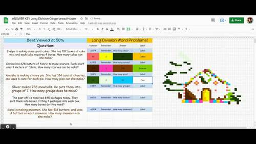 Long Division Word Problems with Remainders - digital mystery pixel art ...