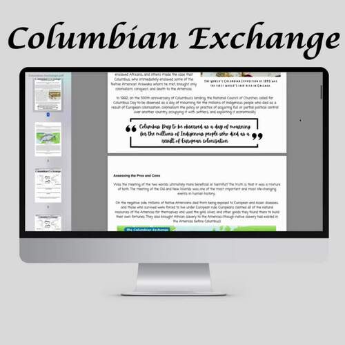 Exploring the Columbian Exchange - Reading - Activity - Quiz - Answer Keys