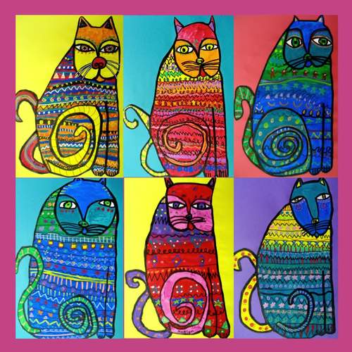 How to Draw an Abstract Cat in the Style of Laurel Burch by Fuglefun