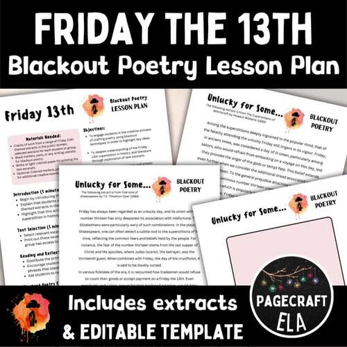 Friday 13th Blackout Poetry Activity | Lesson Plan & Extracts | Unlucky ...