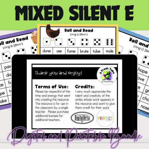 Roll & Read Mixed Silent E Words & Sentences Digital + Printable ...