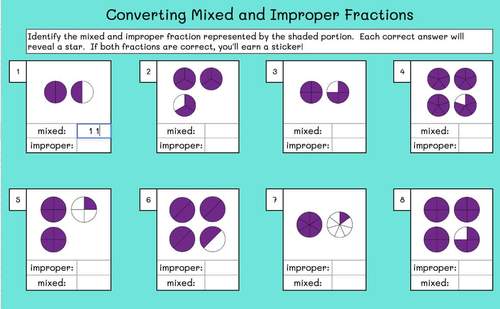 Converting Mixed and Improper Fractions Digital Activity by Try-Angle Math