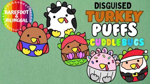 Disguised Turkey Clipart Puffs - Cuddlebugs Collection Thanksgiving Clipart