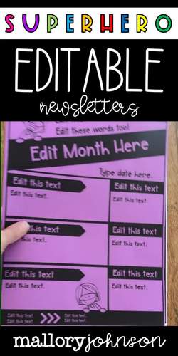Editable Superhero Theme Newsletters by Mallory Johnson | TPT