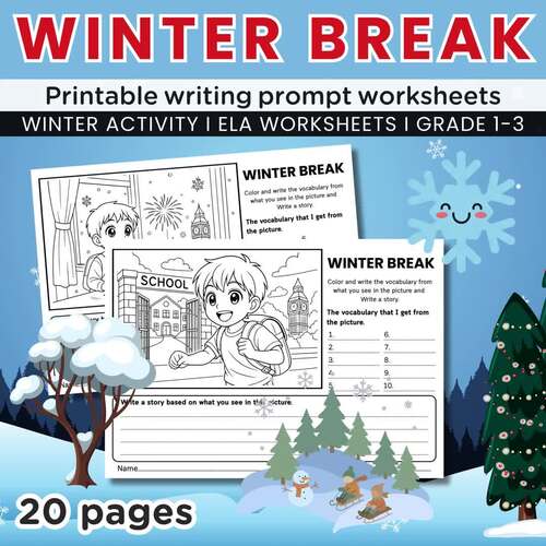 Winter Break Story Writing Prompt Worksheets, Fun Creative Writing ...