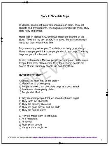 Odd Foods Pre-GED Reading Workbook: NRS Level 2 (2nd and 3rd grade level)