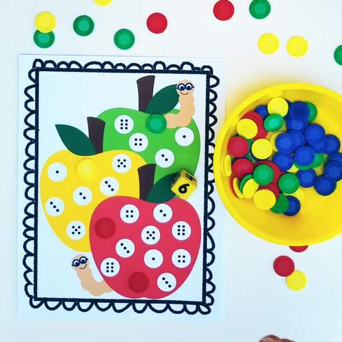Games for Number Recognition | APPLE Roll and Cover | Math Center Activity