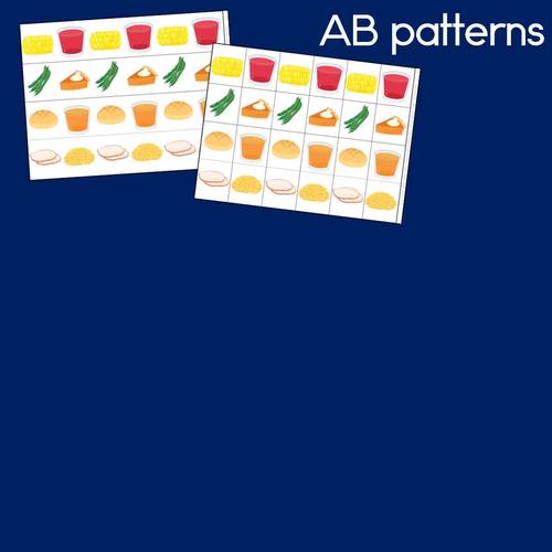 Thanksgiving Feast Patterns Math Cut & Paste Patterning Worksheets ...