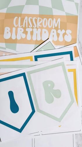 Birthday Bulletin Board Display | Retro Groovy Classroom Decor | TPT