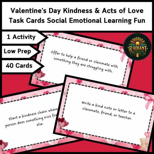 Valentine’s Day Kindness & Acts of Love Task Cards Social Emotional ...