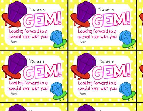 Ring Pop Beginning of Year Gift Tag-You're a GEM! Looking forward to a ...