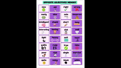 Adjectives pack: four games to work on adjectives (also opposites and ...