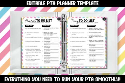 PTA President Binder Planner Bundle, Membership Forms Newsletter Agenda ...