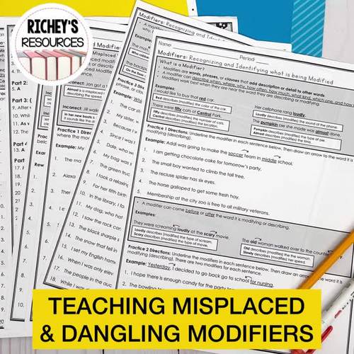 Misplaced and Dangling Modifiers Grammar Unit Digital and Print | TPT
