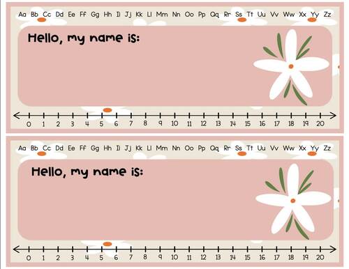 Retro Boho Daisy Themed Desk Plates Name Plates Calming Classroom Decor ...