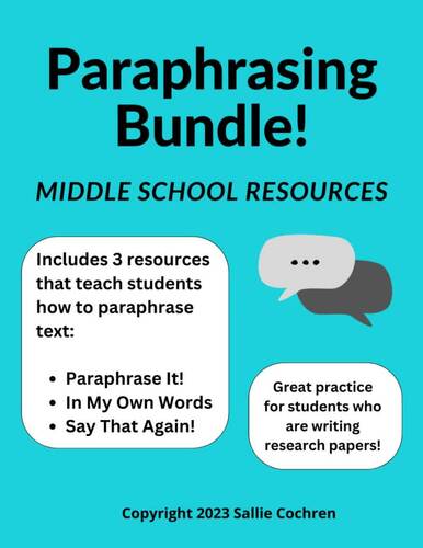 Paraphrasing Bundle! (Middle School Resources) | TPT