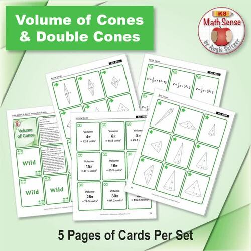 Volume with Pi: Spheres, Cones, & Cylinders | 3 Math Card Games by ...