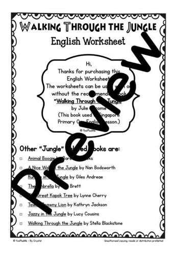 Worksheets for use with "Walking Through the Jungle" Book | TPT