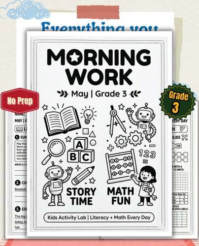 Morning Work May Grade 3 | ELA Math Review Worksheets | Print Digital