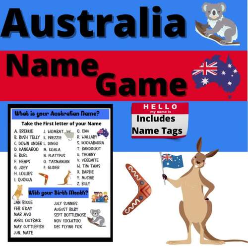Australia Activity Name Game Class Resource No Prep by IncredibleDesigns