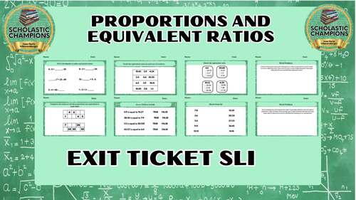 PROPORTIONS & EQUIVALENT RATIOS Math Exit Ticket Slips for Bell Ringers ...