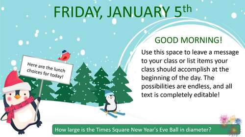 Animated Winter Morning Message Slide for PowerPoint | TPT